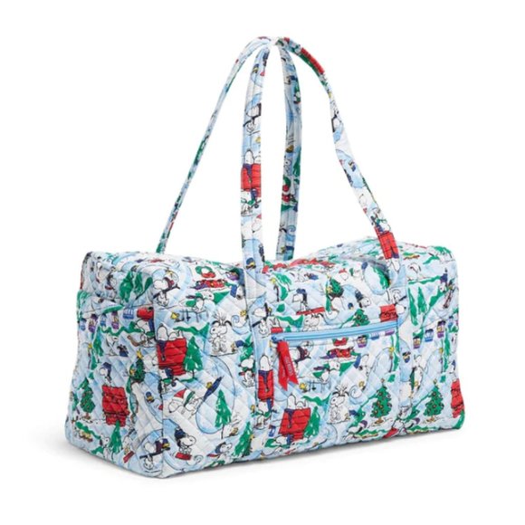 Vera Bradley | Bags | Vera Bradley Peanuts Ski Slope Snoopy Large Quilted Duffel Bag Weekender ...